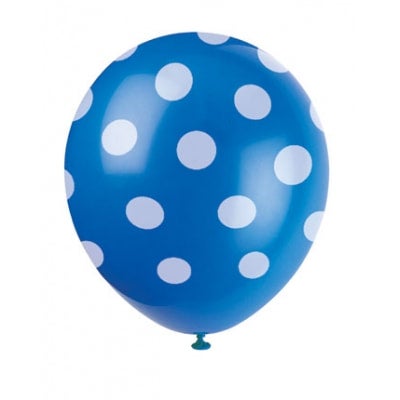 6 Royal Blue Spotty Balloons | On The Cake Front