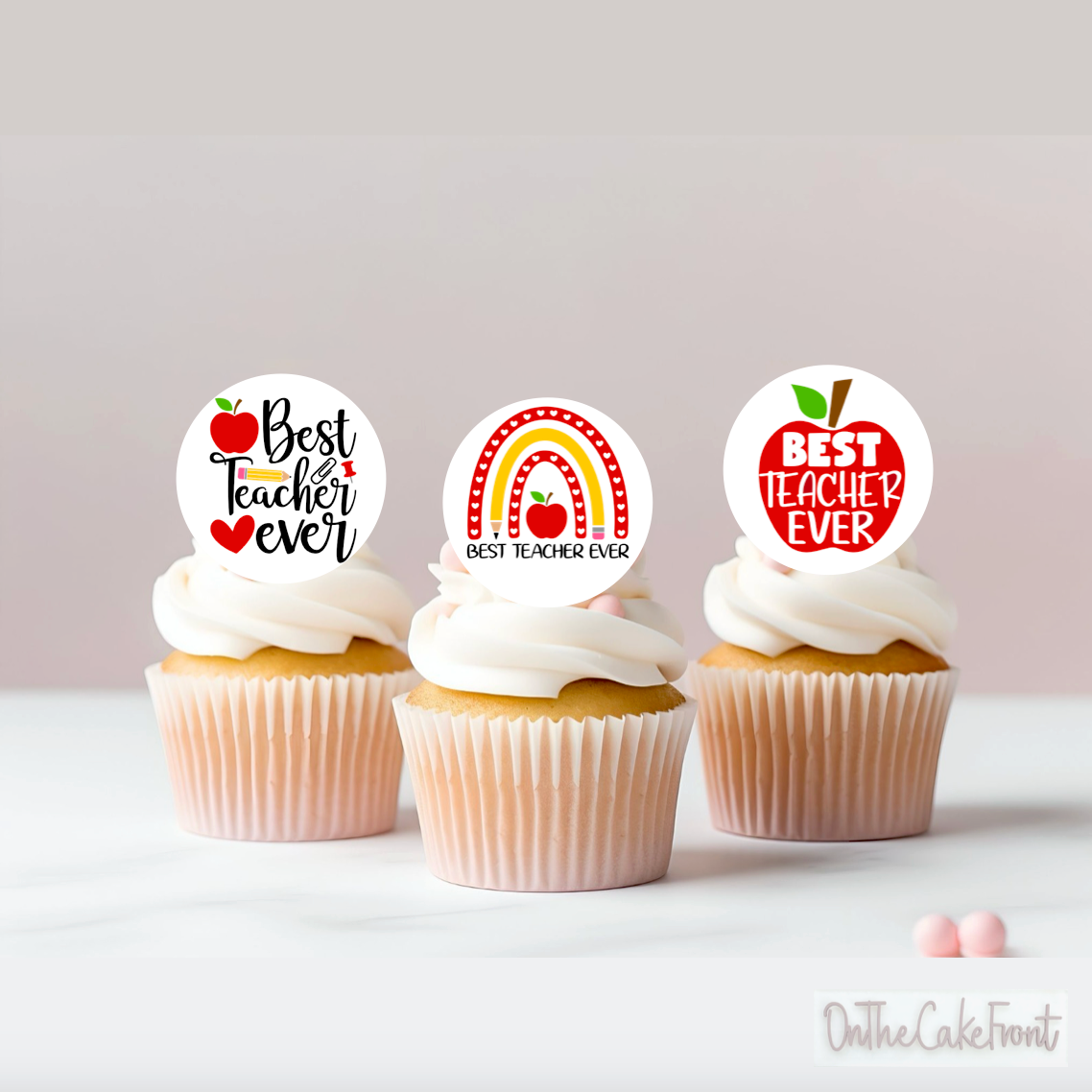 12 Best Teacher Cupcake Toppers Edible Wafer Card | On The Cake Front