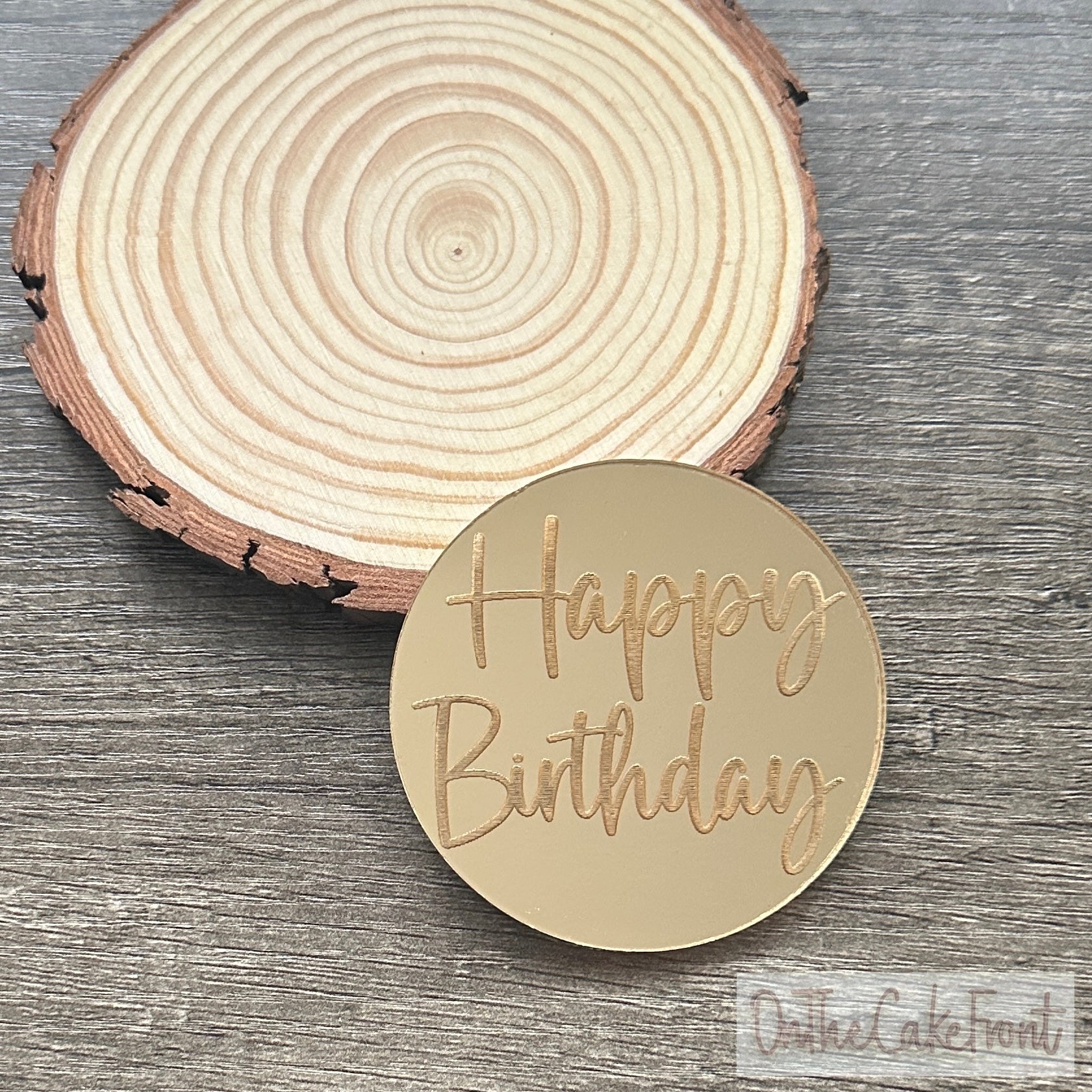 Happy Birthday Acrylic Cake Topper Disc Engraved 2.8 Inch | On The Cake ...