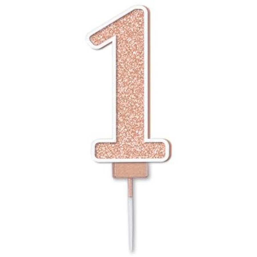 Number 1 Rose Gold Cake Candle | On The Cake Front