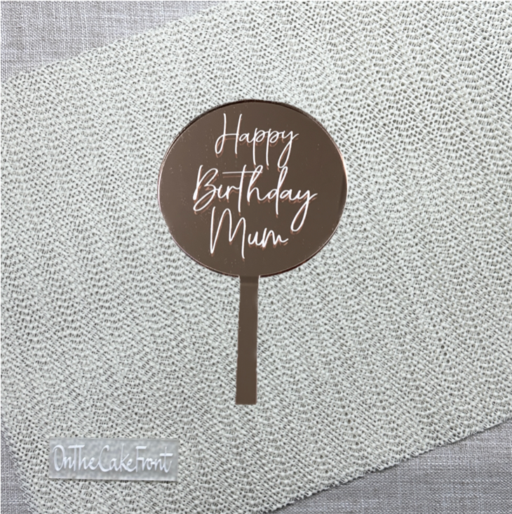 Rose Gold Mirror Acrylic Cake Topper Paddle Personalised | On The Cake ...