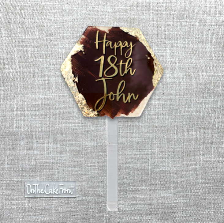 Birthday Personalised Hexagon Paddle Acrylic Cake Topper | On The Cake ...