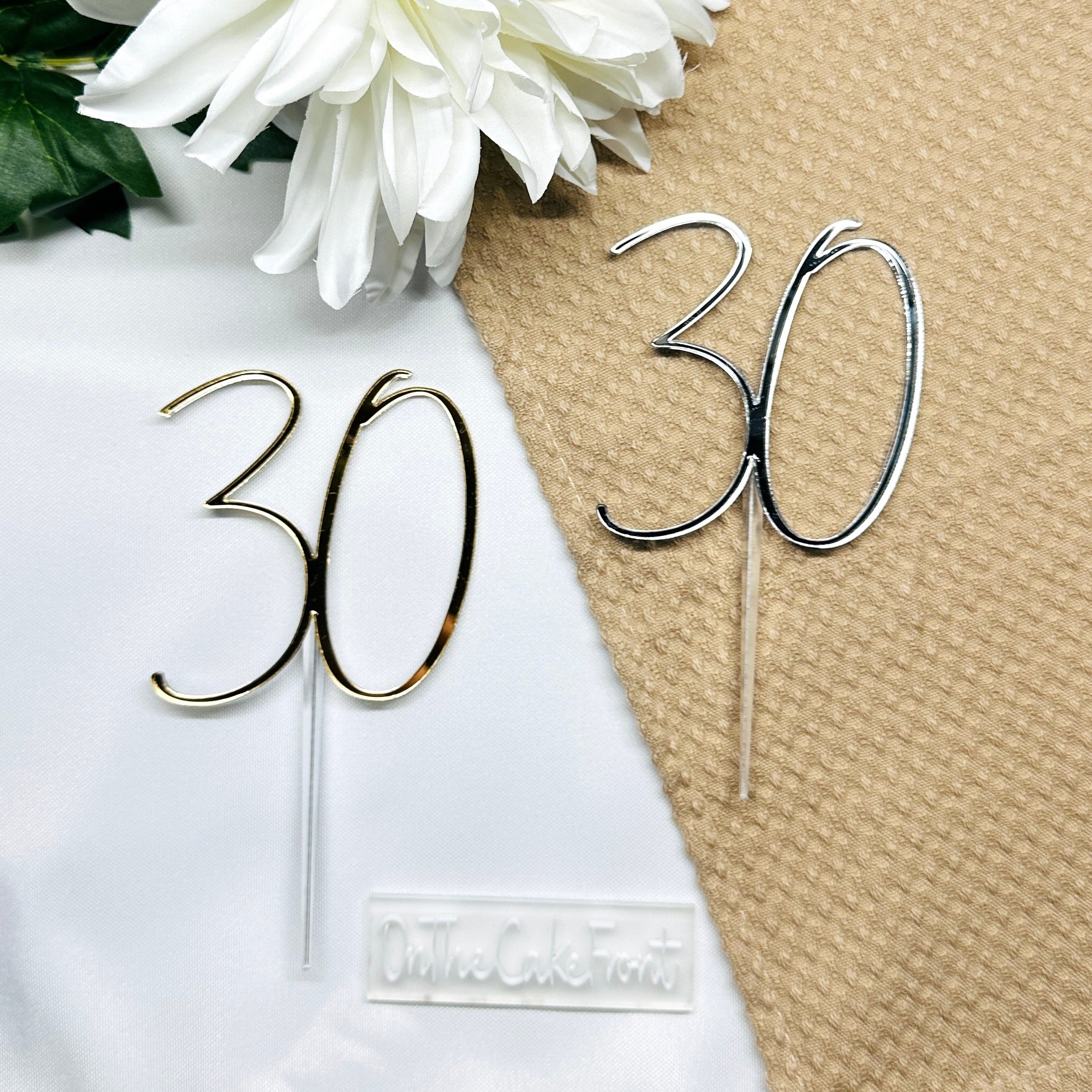 Number 30 Birthday Acrylic Cake Topper Large XL | On The Cake Front