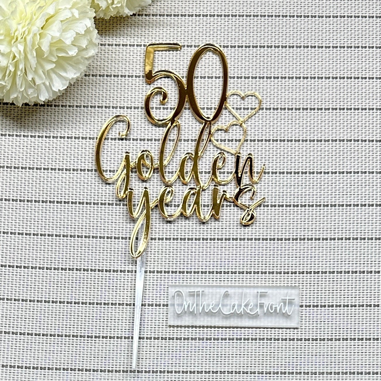 Gold Acrylic 50 Golden Years Wedding Anniversary Cake Topper | On The ...