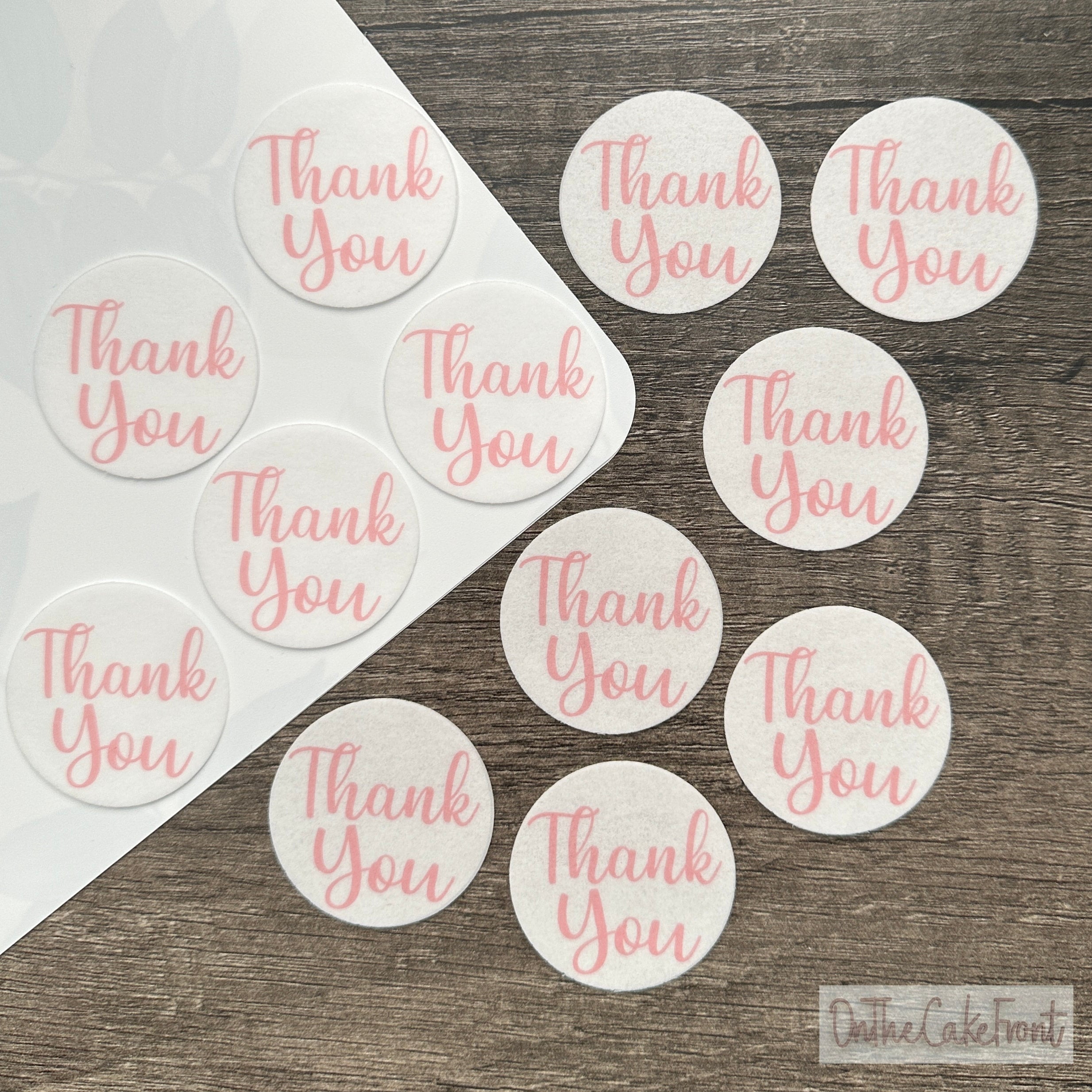 12 Thank You Pink Edible Cupcake Toppers Wafer Decorations | On The ...