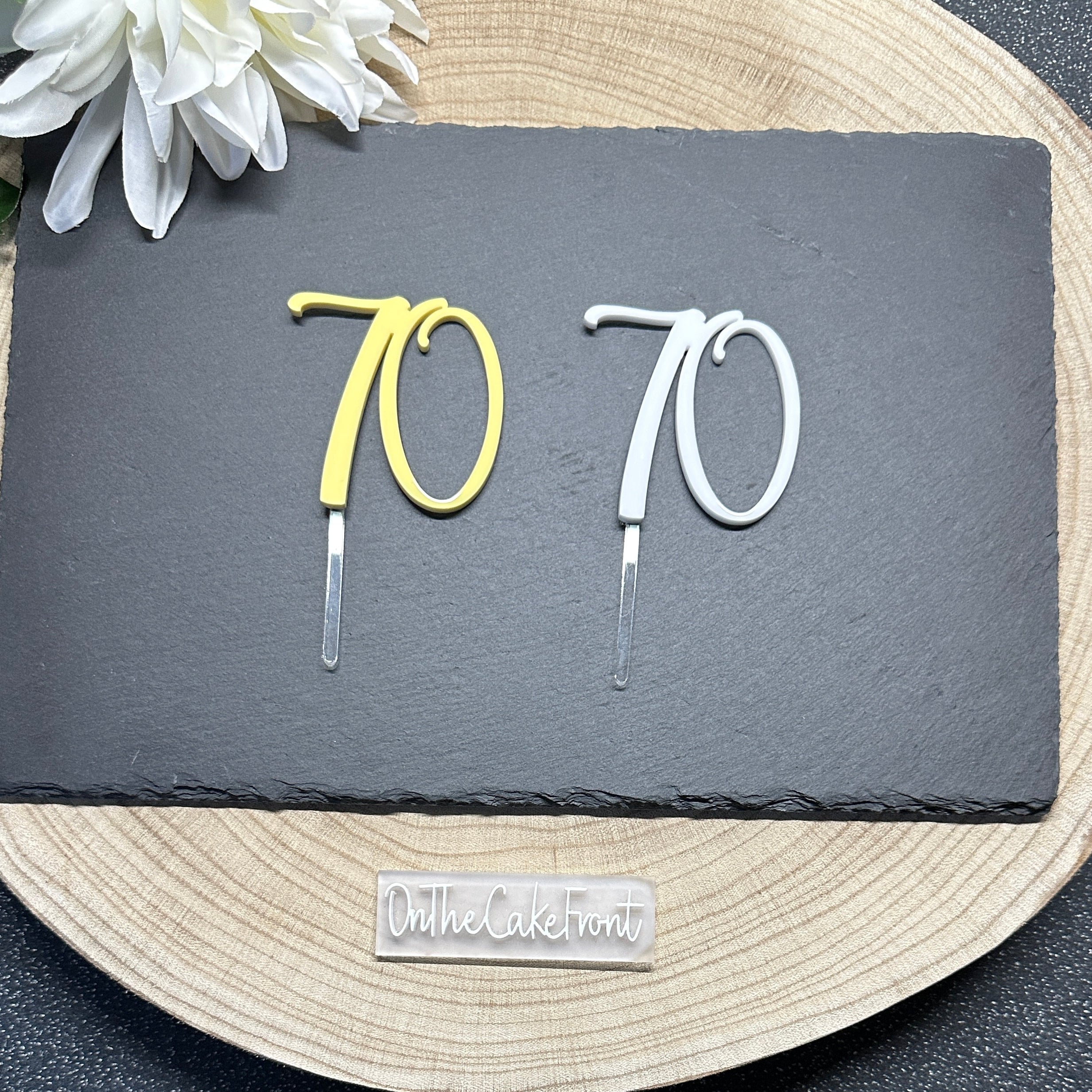 Number 70 Age Birthday Acrylic Cake Topper | On The Cake Front