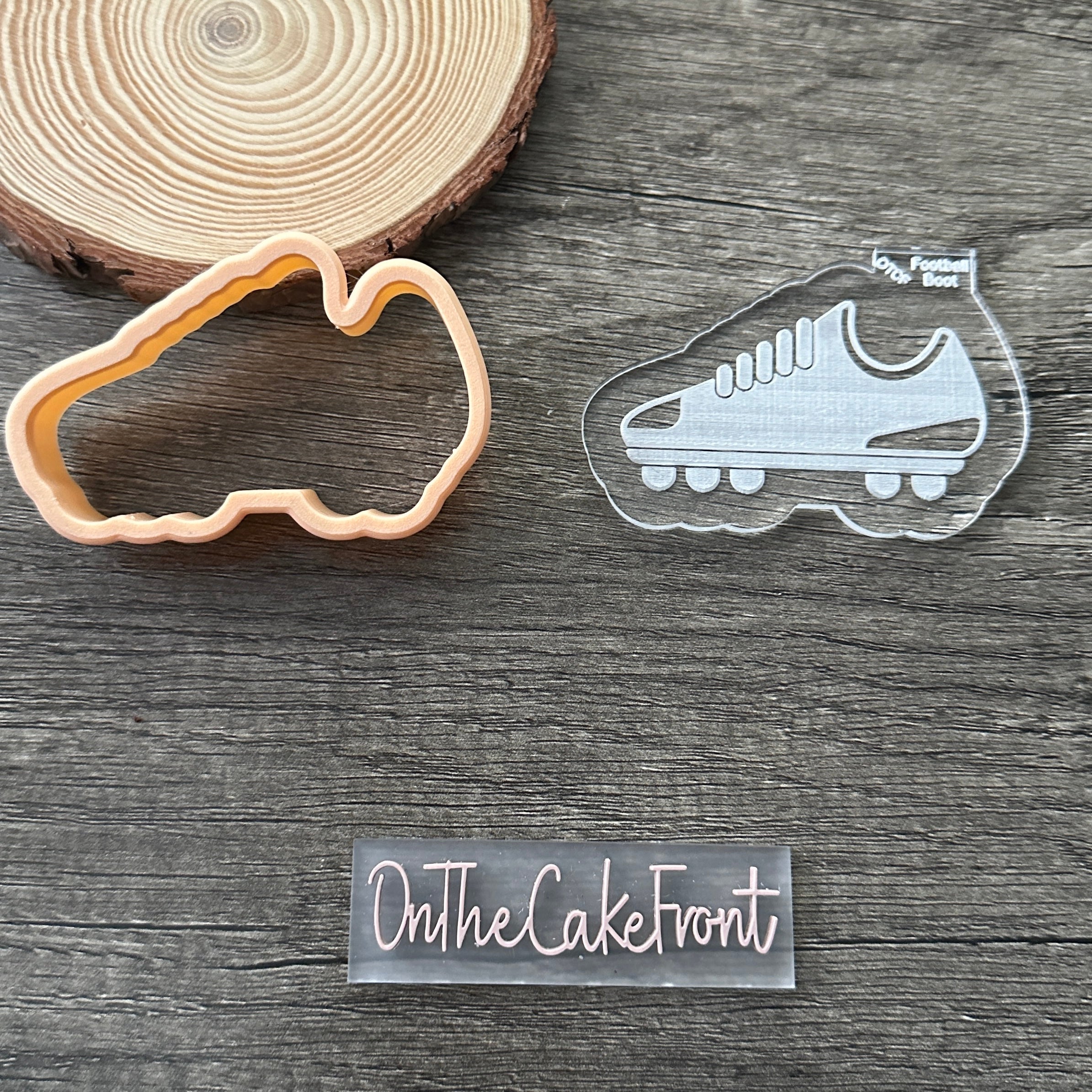 Football Boot Cookie Cutter PopOut Embosser Stamp | On The Cake Front